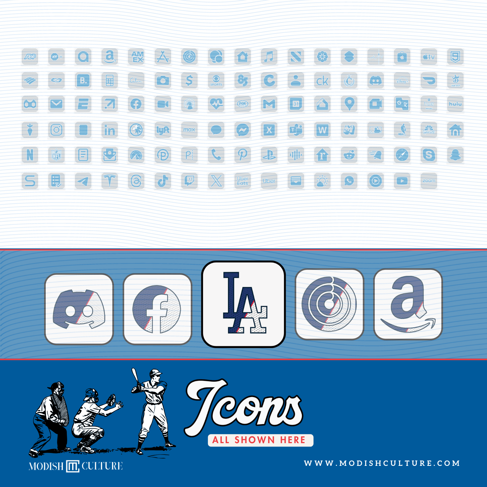 Blue and White Dodgers App Icon Theme for iOS14+ | Los Angeles Dodgers ...