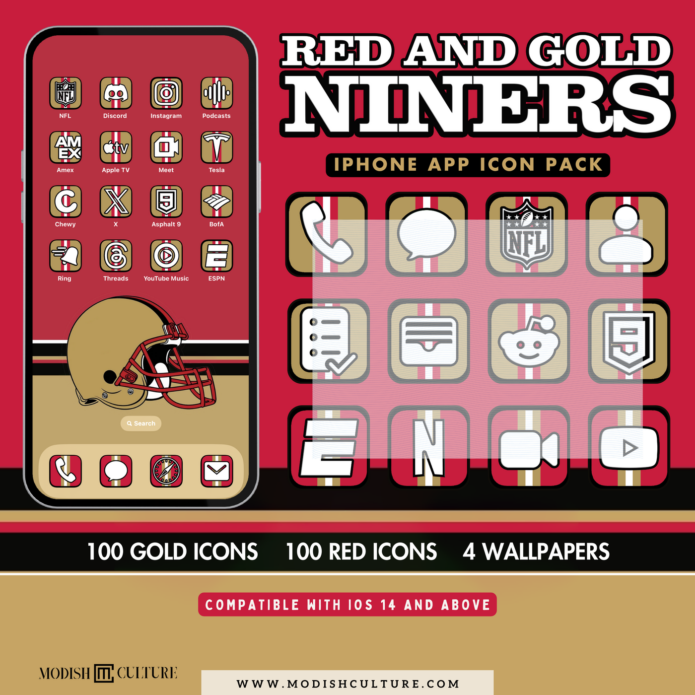 Red and Gold Niners App Icon Theme for iOS14+ | San Francisco 49ers ...
