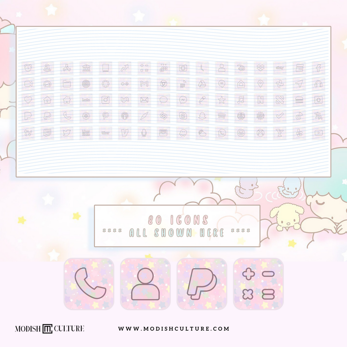 Little Twin Stars iPhone iOS14+ App Icon Theme – Modish Culture